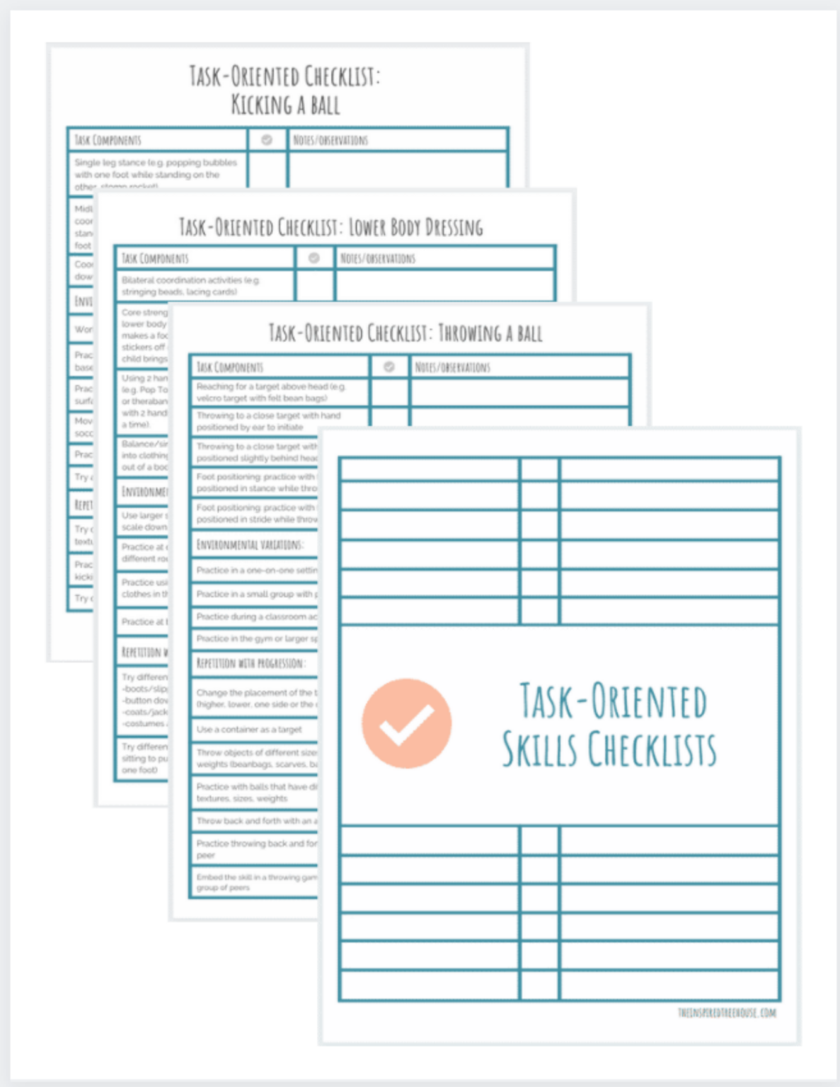 FREE Task-Oriented Checklists for Therapists - The Inspired Treehouse